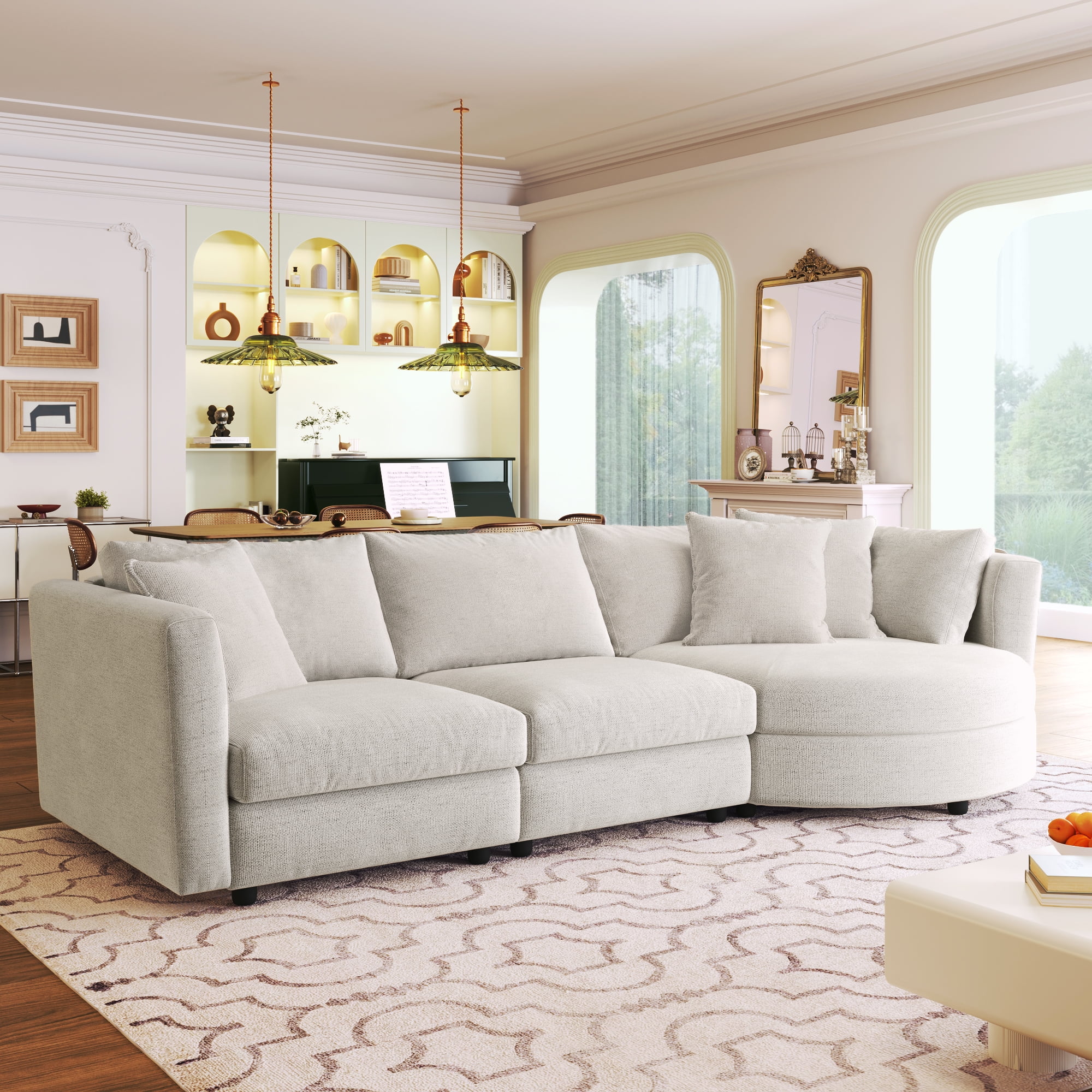U_STYLE Three Indoor Cushioned Combination Sofas with Three Pillows and ...