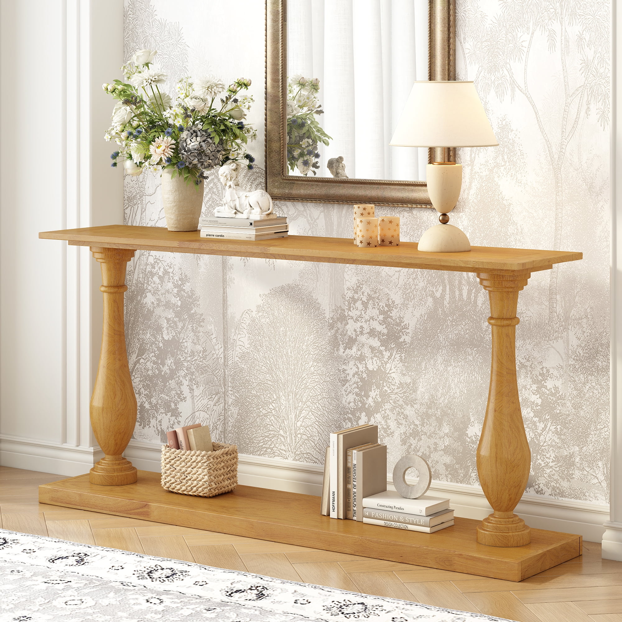 U_STYLE Vintage Sofa Table Console Table with Luxurious Pine Veneer and ...