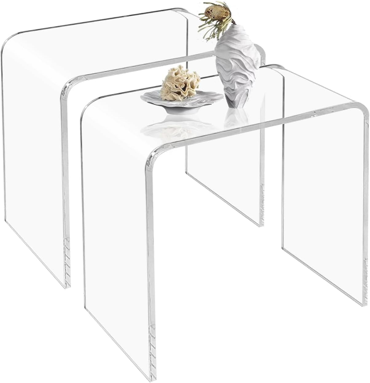 U-Shape Acrylic Side Table Set Of 2, 21" L X 12" W X 21" H X 3/5" Thick ...