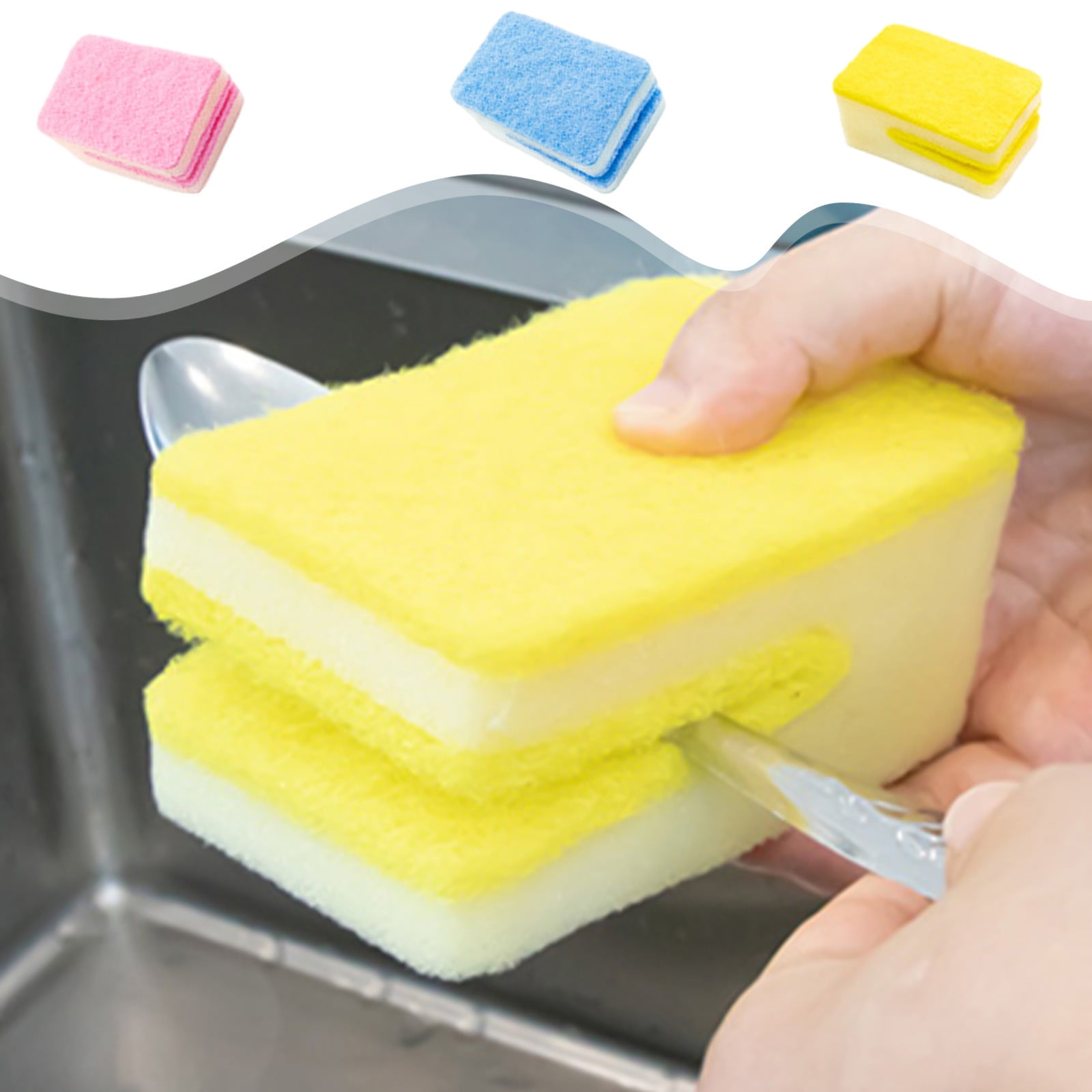 U Shape Big Mouth Chopper Dishwashing Sponge Wipe, Double Sided ...