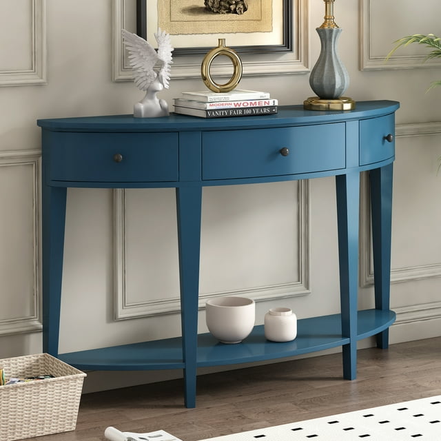 U-Shape Console Table With 3 Drawers 1 Shelf Wood+MDF Home Furnishing ...
