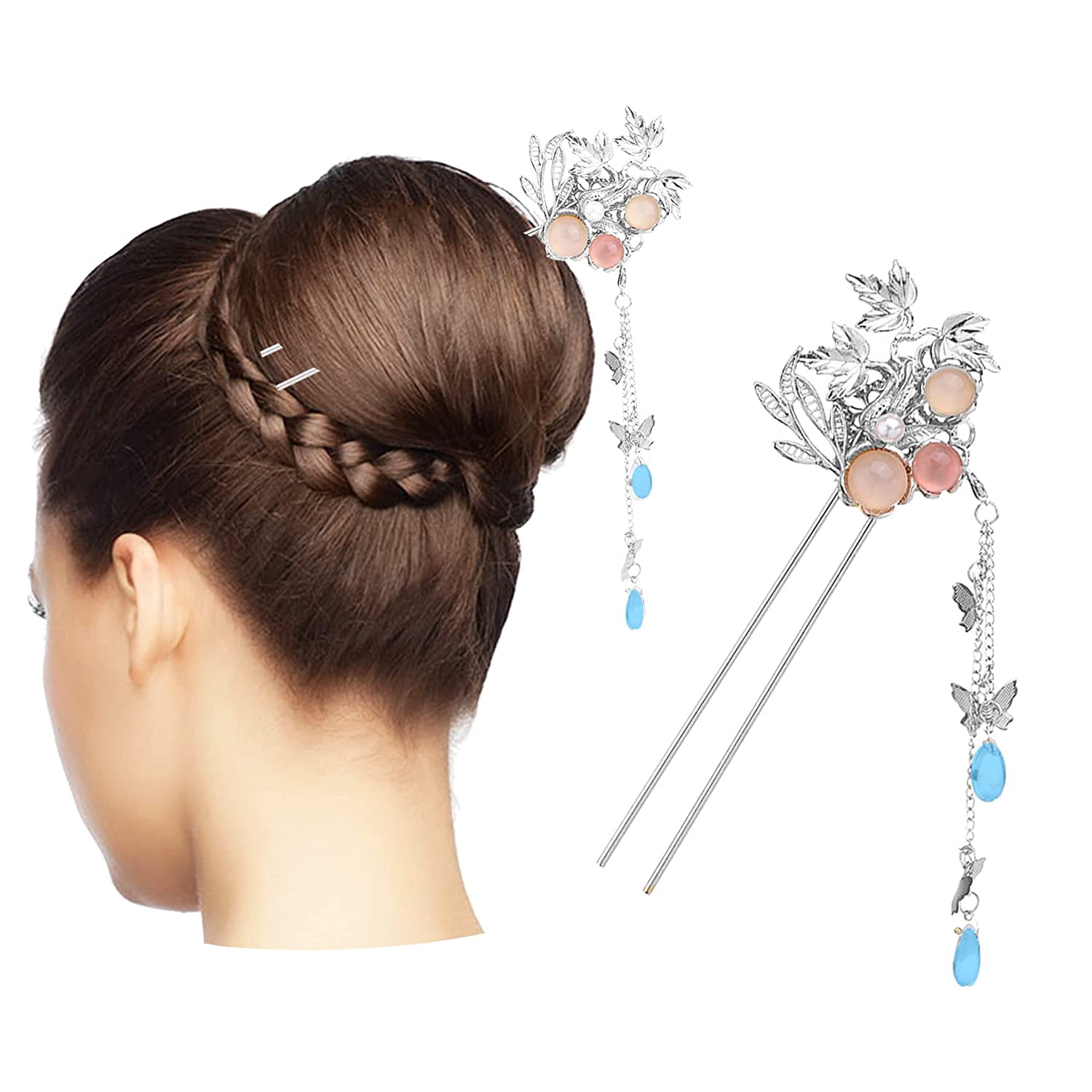 U Shape Hairpin Hair Clasp Sticks Picks Pearl Shell Handmade Classical ...