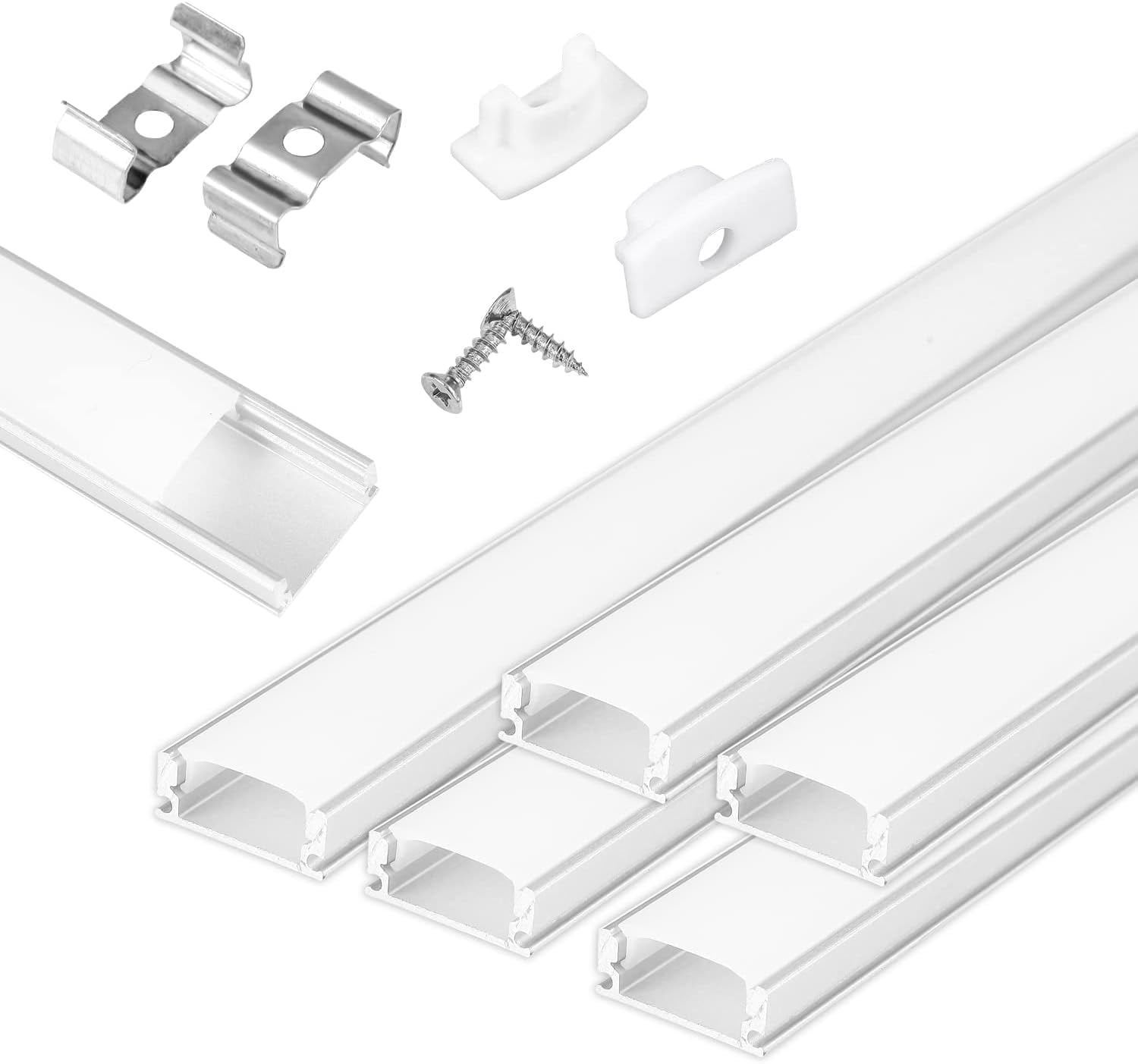 U Shape LED Aluminum Channel with Diffused Cover, End Caps and Mounting ...