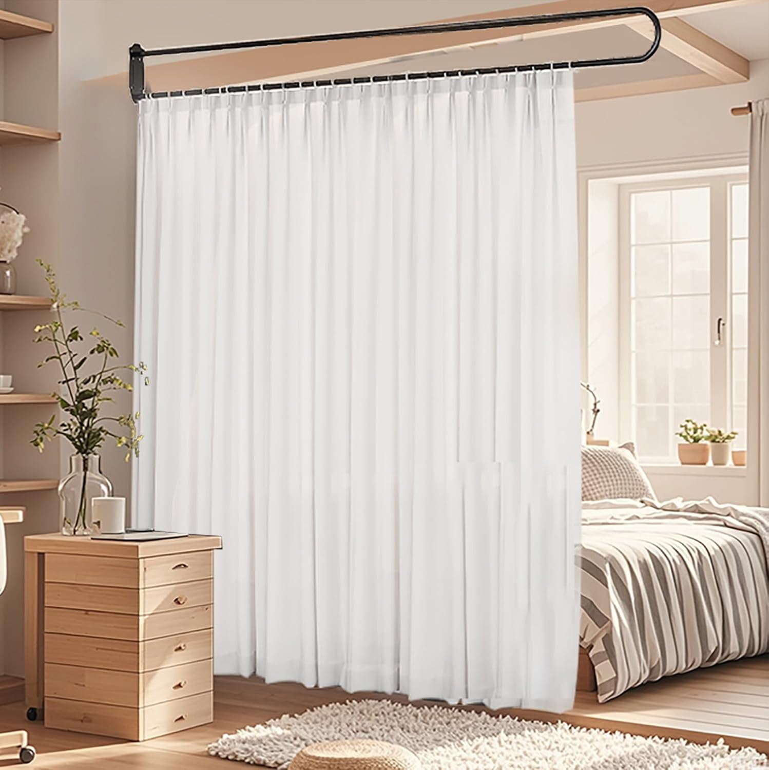 U Shape Privacy Partition Curtains for Room Divider Partitions with ...