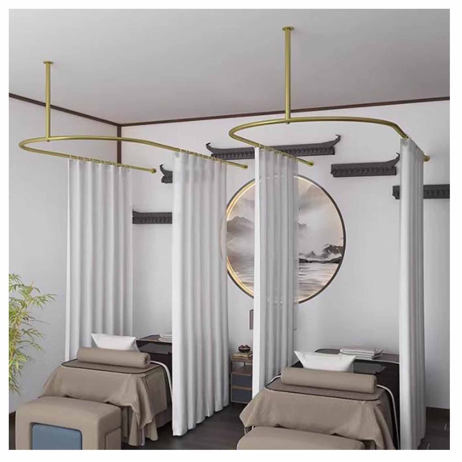 U-Shape Room Divider Curtain Rod, Beauty Salon Partition Curtain,Light ...
