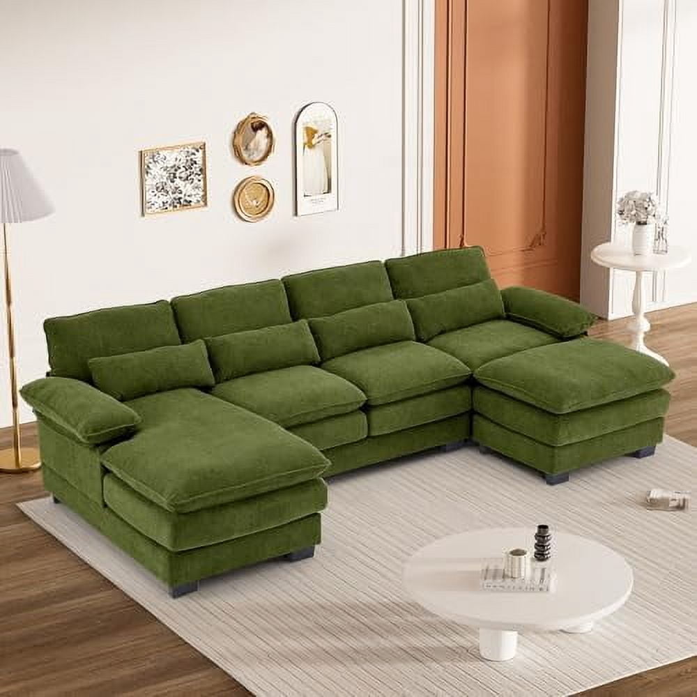 U Shape Sectional Sofa Cloud Couch for Living Room, 114" Comfy Chenille ...