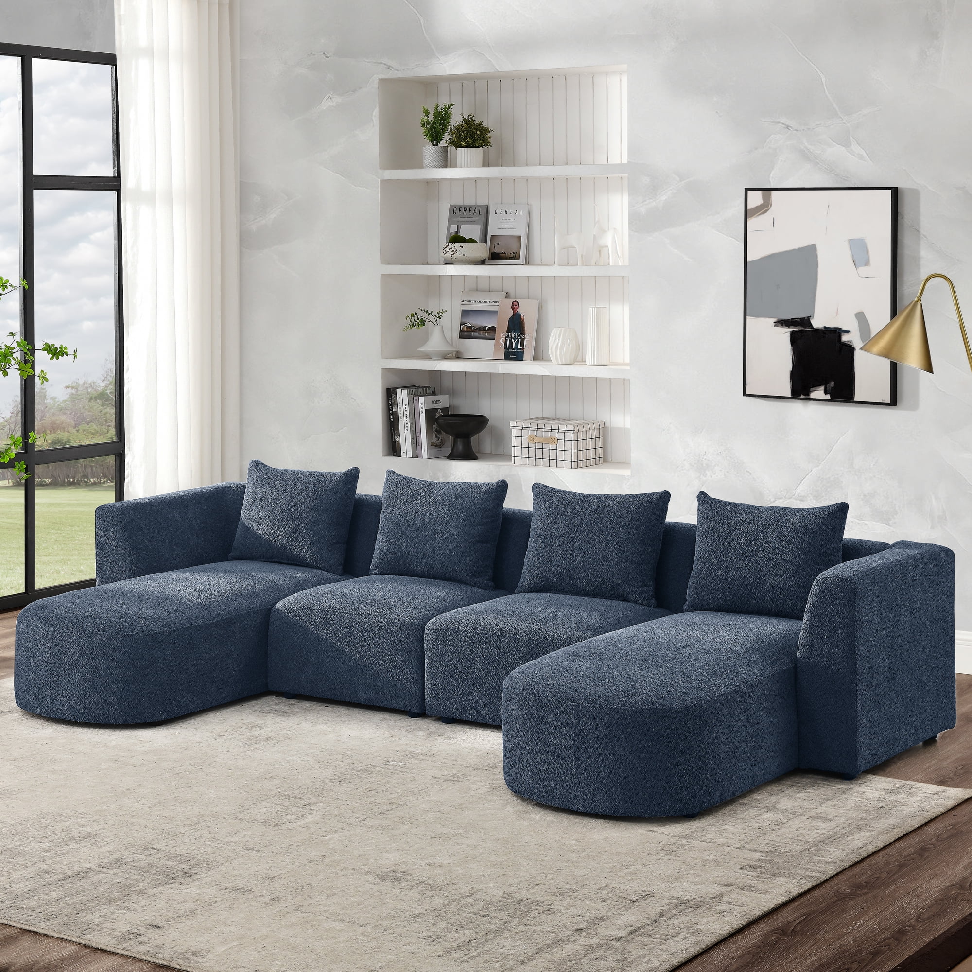 U Shape Sectional Sofa including Two Single Seats and Two Chaises ...