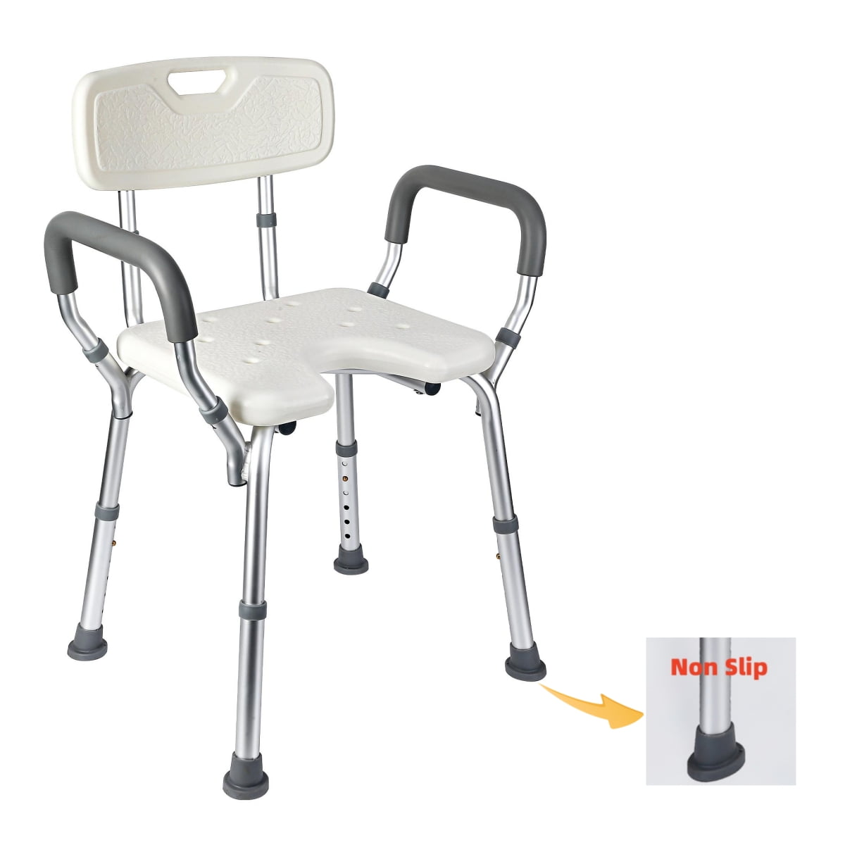 Zzistar U Shape Shower Chair, Adjustable Height, Padded Armrests and ...