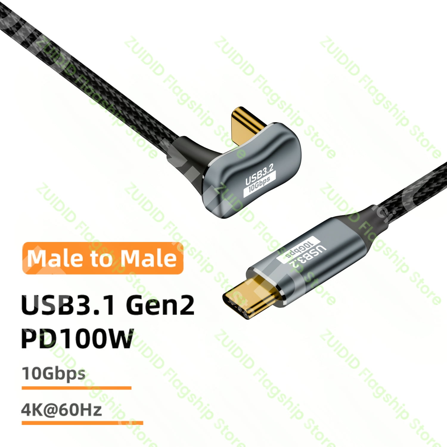 U-Shape USB3.1 10Gbps Type C to Type C ThunderBolt 3 Cable PD100W 5A ...