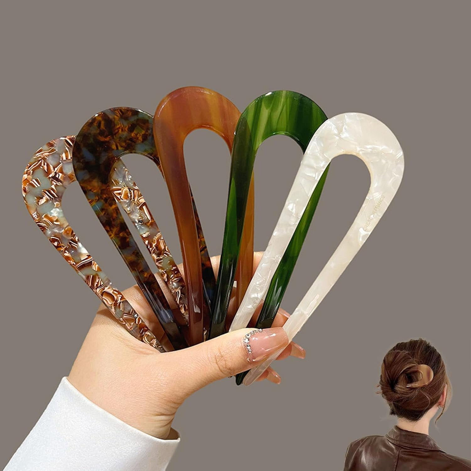 U Shape Women Hairpins, French U-Shaped Hairpin with Two Prongs, U ...