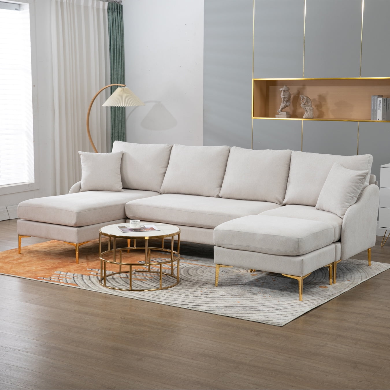 U-Shaped Convertible Sectional Sofa w/Reversible Chaise and Movable ...