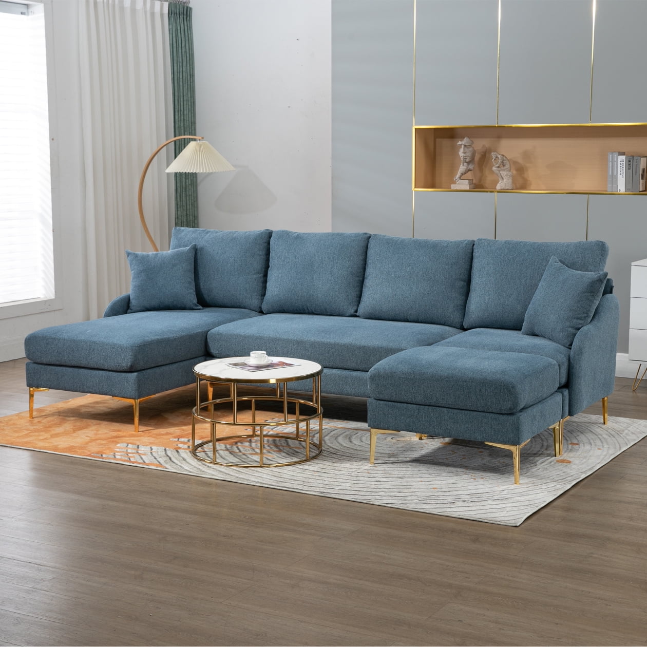 U-Shaped Convertible Sectional Sofa w/Reversible Chaise and Movable ...