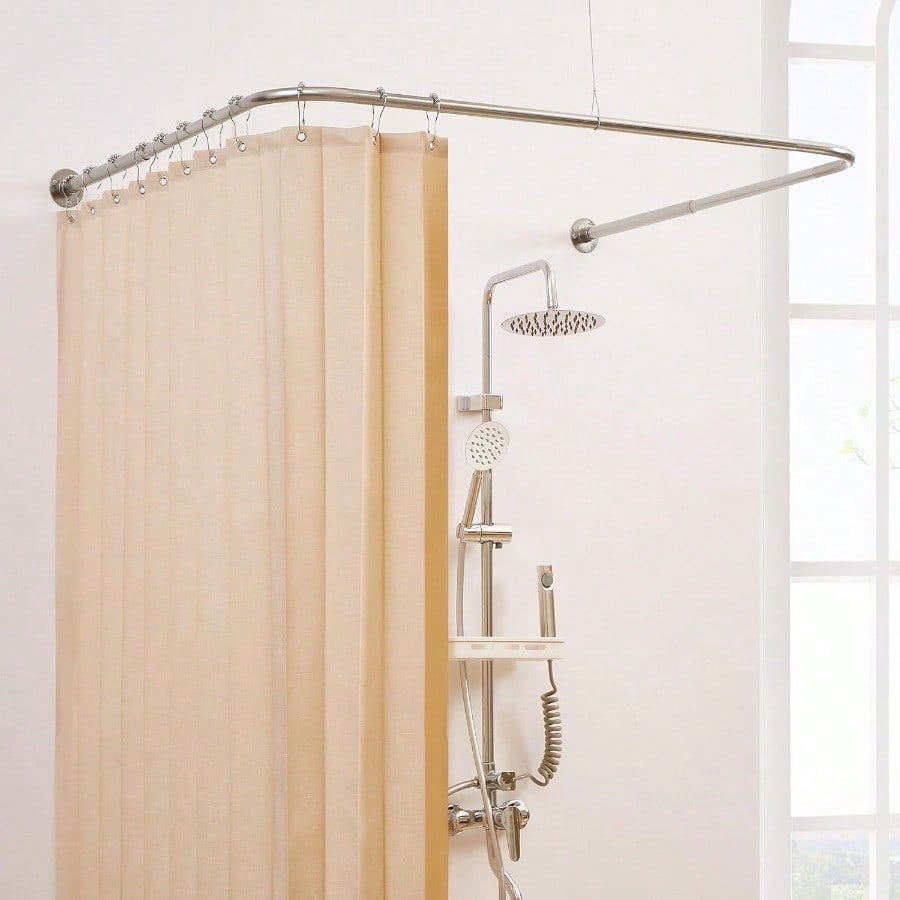U Shaped Corner Shower Curtain Rod [Both Sides: 23.6-52 Middle: 31-46.7 ...
