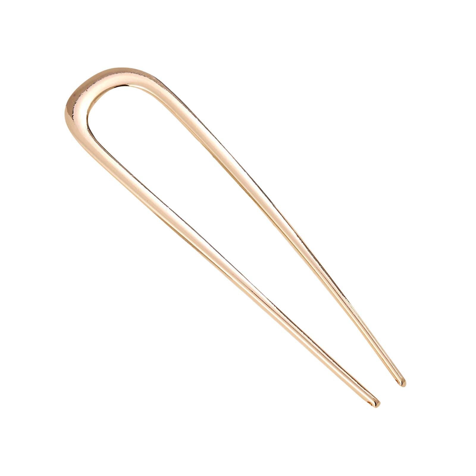 U Shaped Double Prong Hair Fork Metal Alloy Hairpin for Women Secure ...