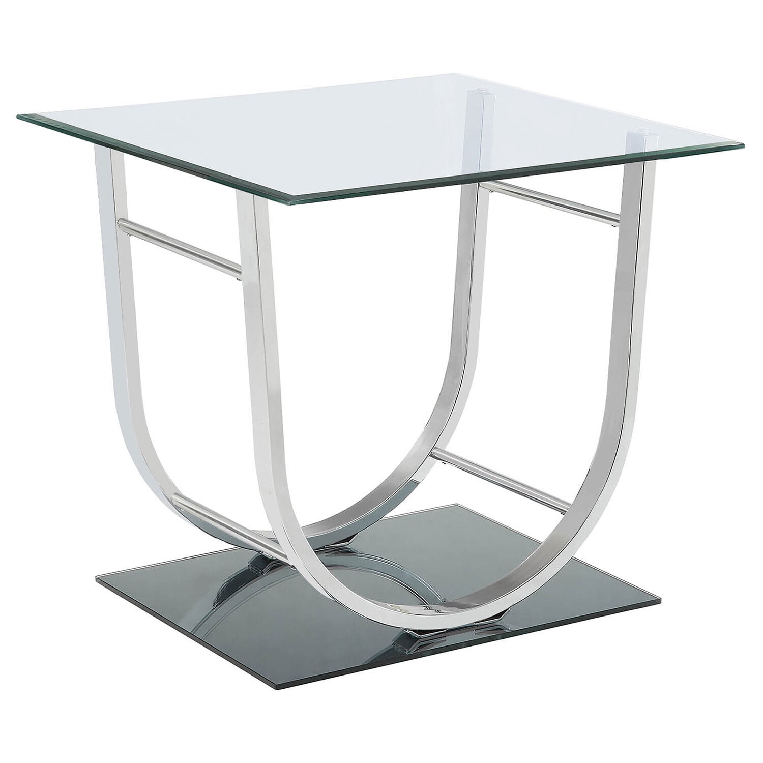 U-Shaped End Table - Modern Chrome & Glass Accent Table for Living Room ...