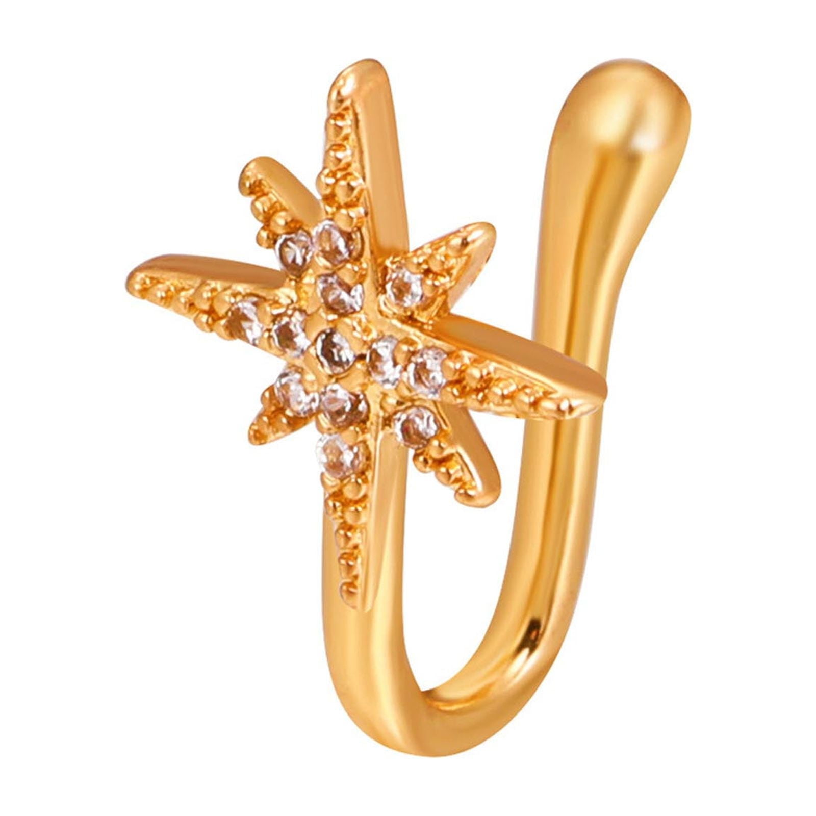 U Shaped Fake Nose Diamond Studded Nose Nail No Hole Nose Clip Piercing ...