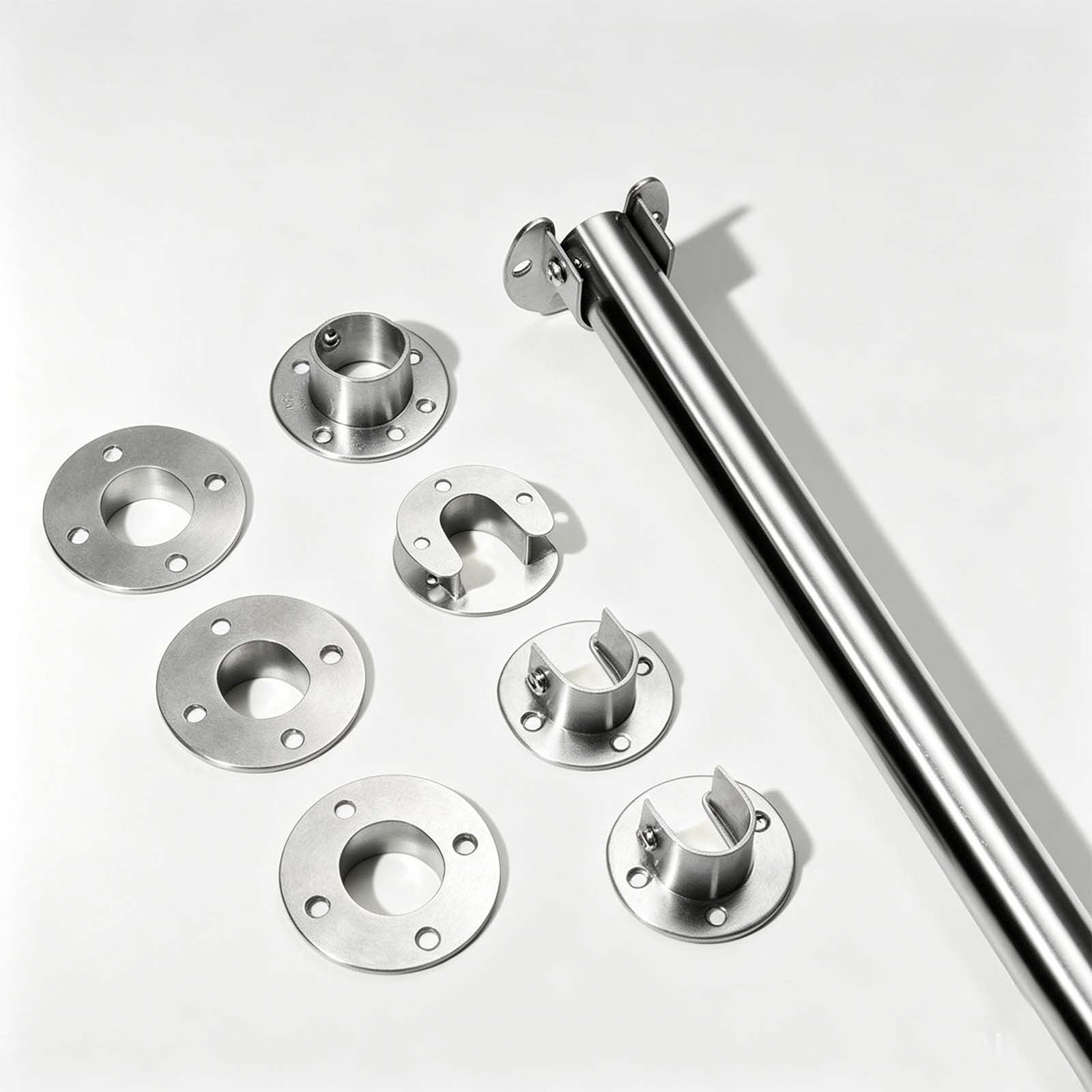 U Shaped Flange Closet Rod Holder with Screws, Wardrobe Bracket Shower ...