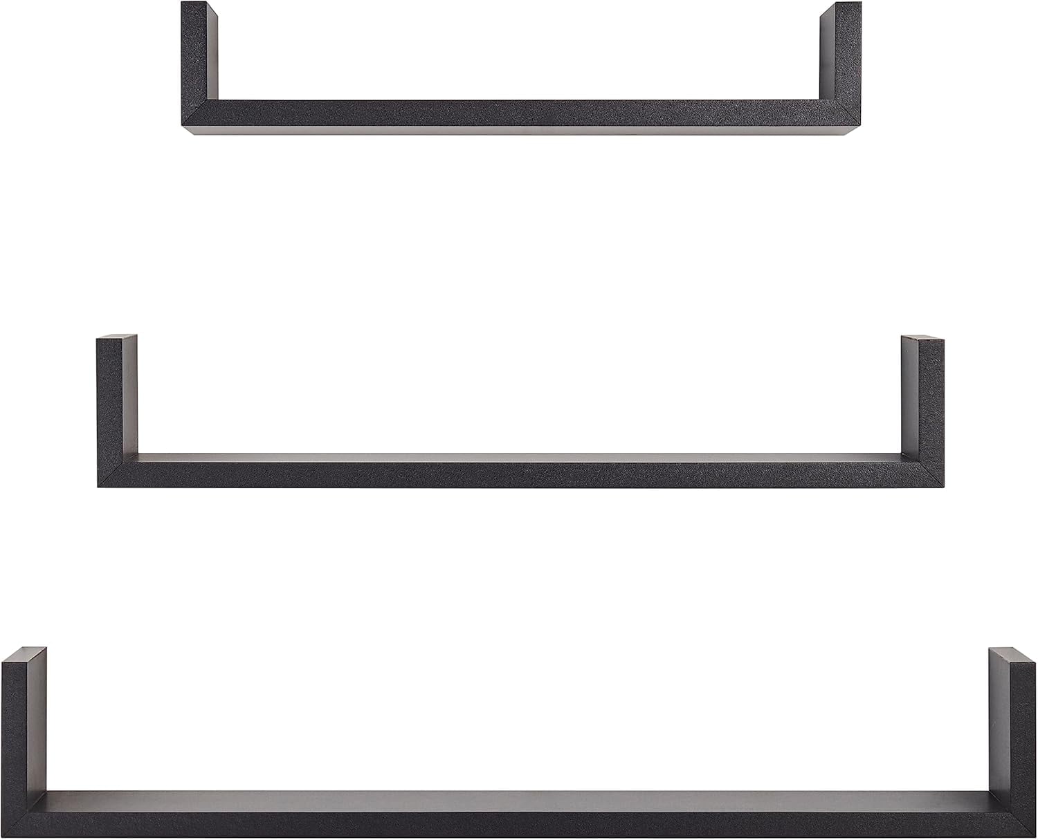 U-Shaped Floating Wall Shelves - Set of 3 - Black - Walmart.com