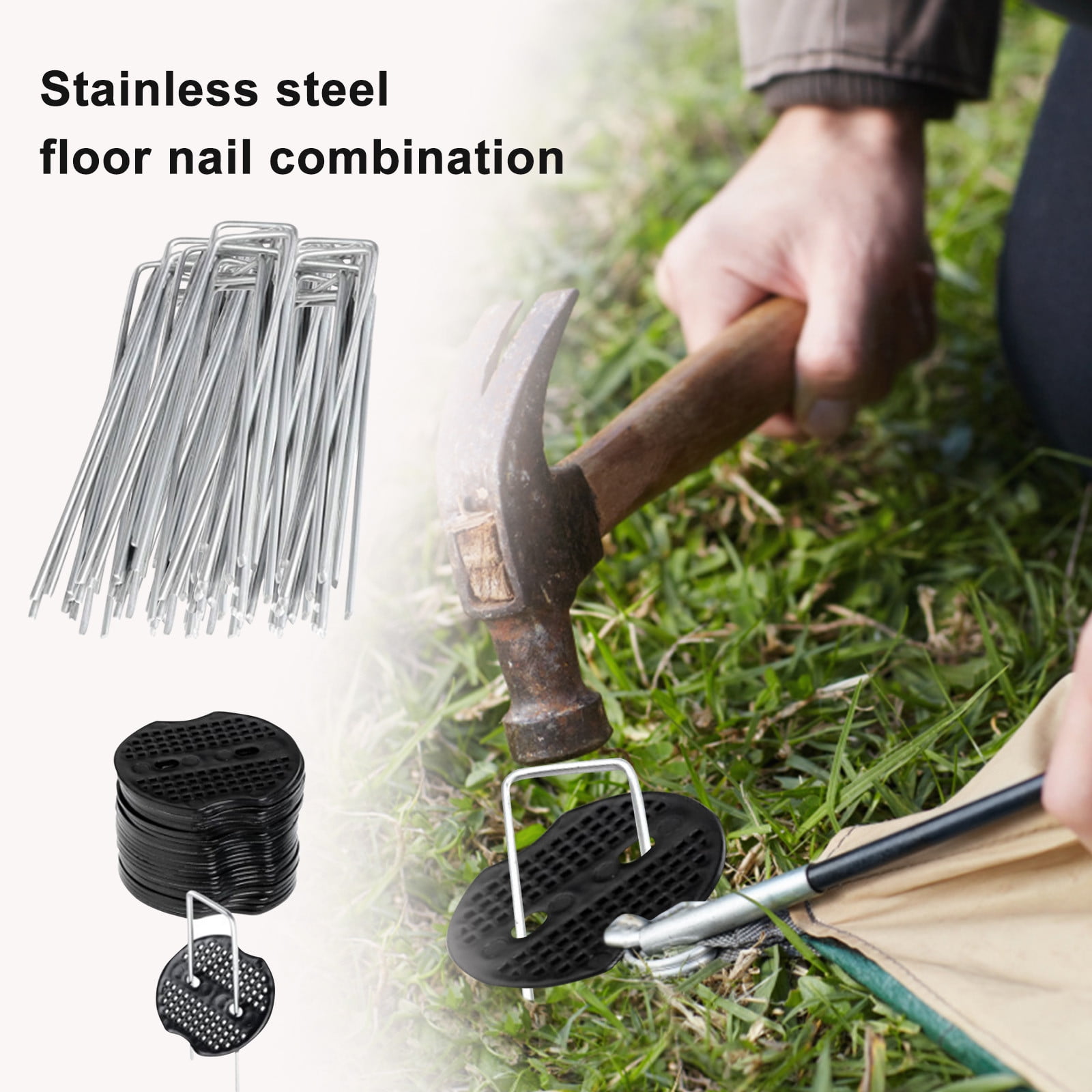 U Shaped Ground Nails, Camping Nails, 50 Pieces + 50 Washers For ...