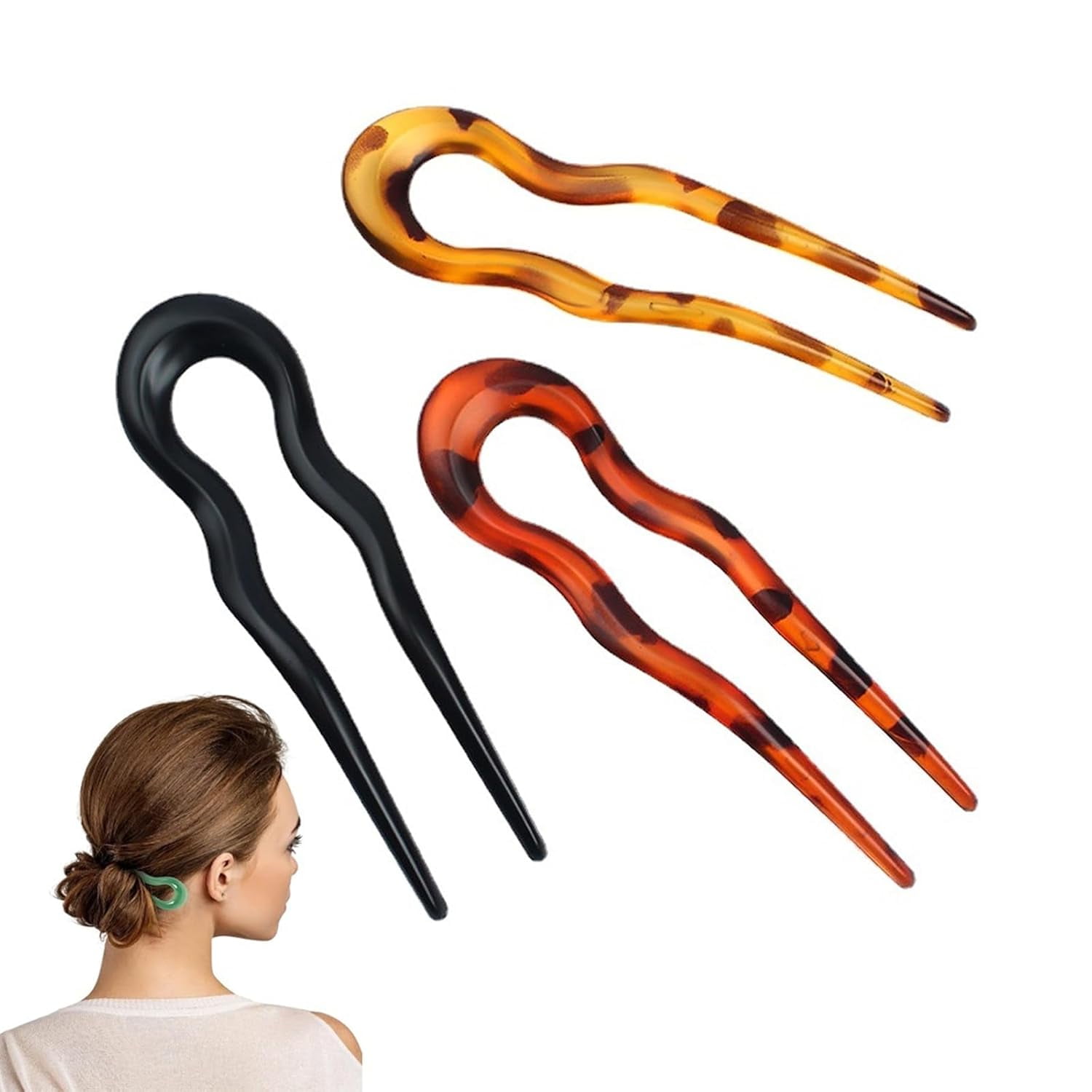 U Shaped Hair Pins Green,French Twist Hair Pin,U Shaped Hair Pins for ...