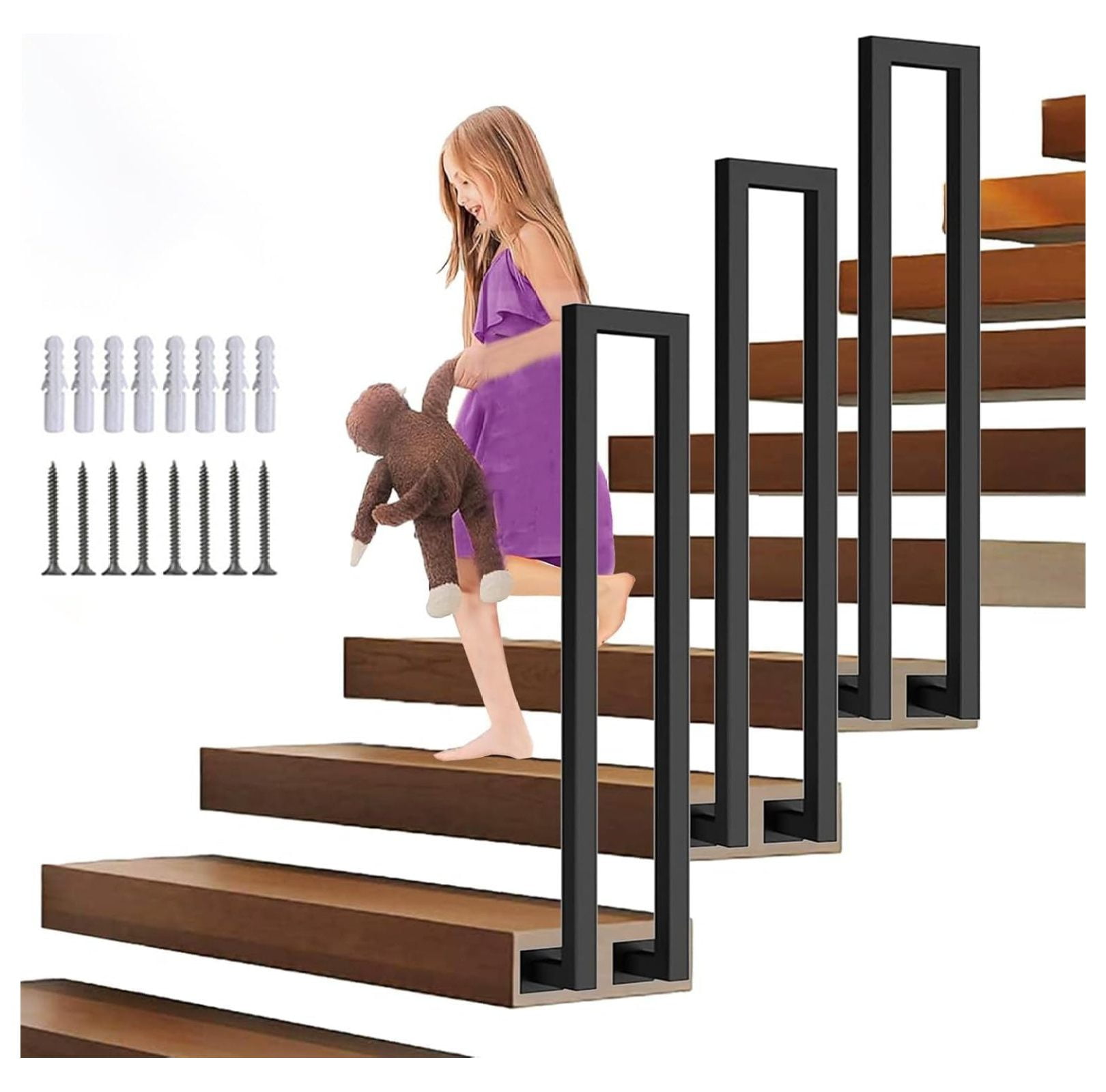 U Shaped Handrail, Indoor Stair Railing, Matte Black Railings for ...