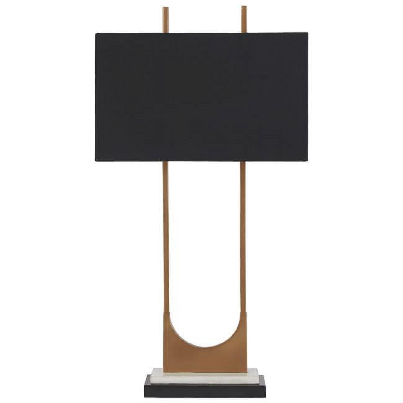 U Shaped Metal Body Table Lamp with Marble Base, Gold & Black - Walmart.com