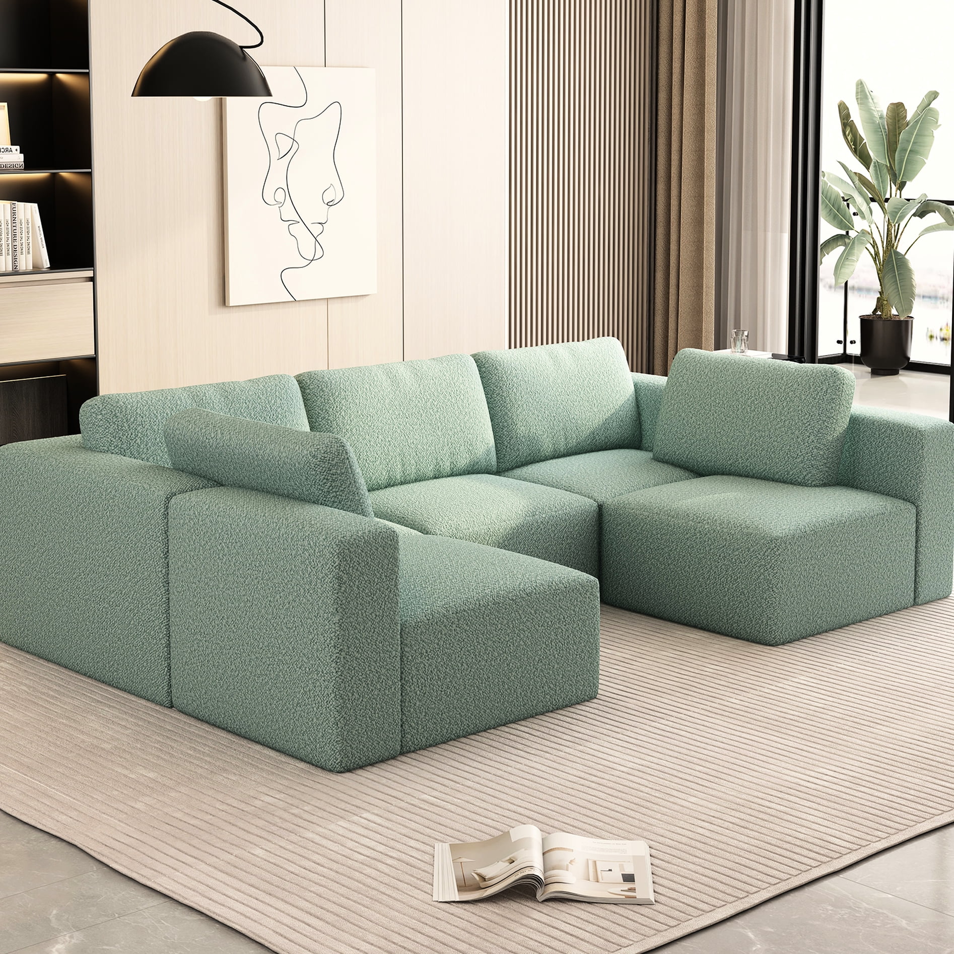 U Shaped Modular With Chaise And , . Compressed Sponge Sleeper. Memory ...