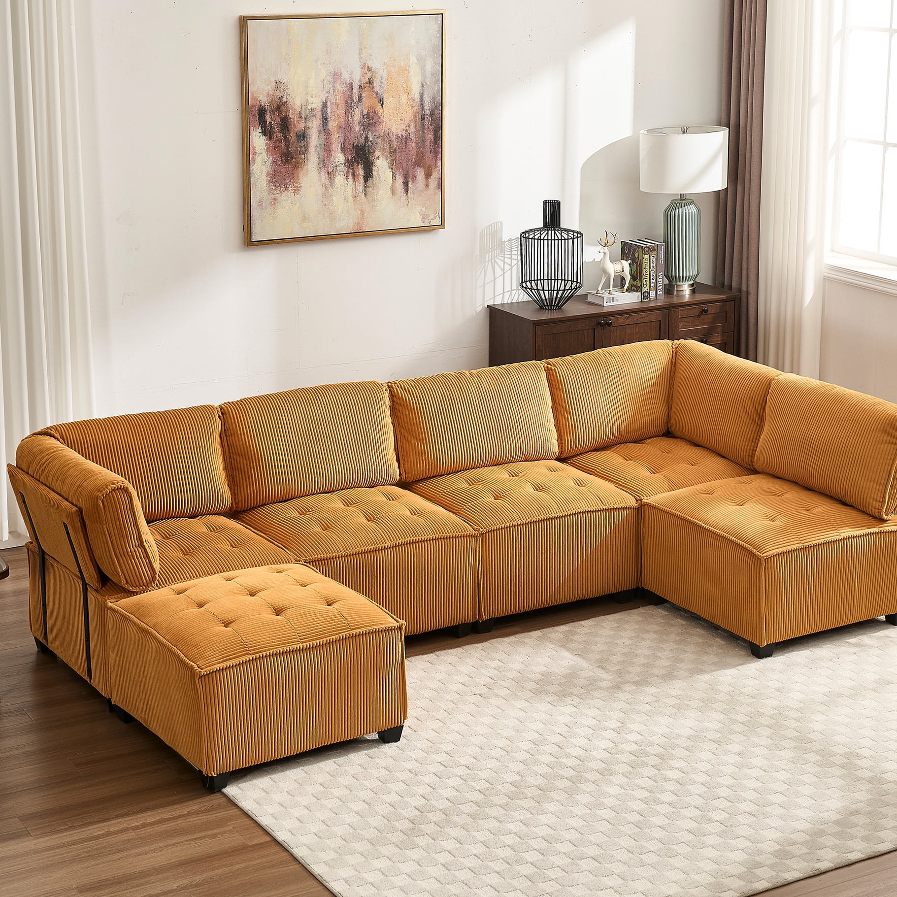 U Shaped Modular Sectional, 6 Living Room Couch, Upholstery & Strong ...