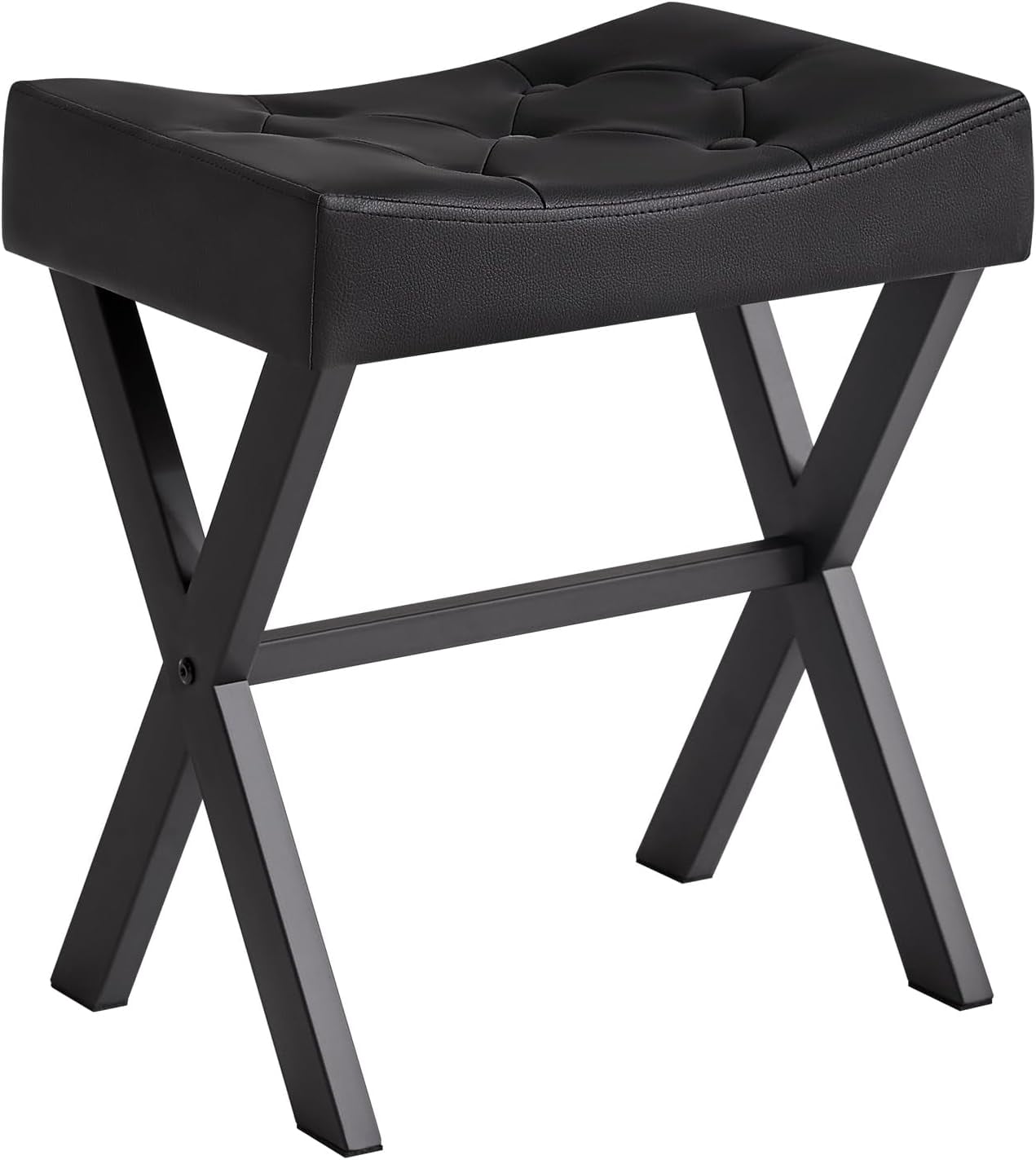 U-Shaped PU Vanity Stool with X-Leg, Ottoman Seat Footrest Chair, Multi ...