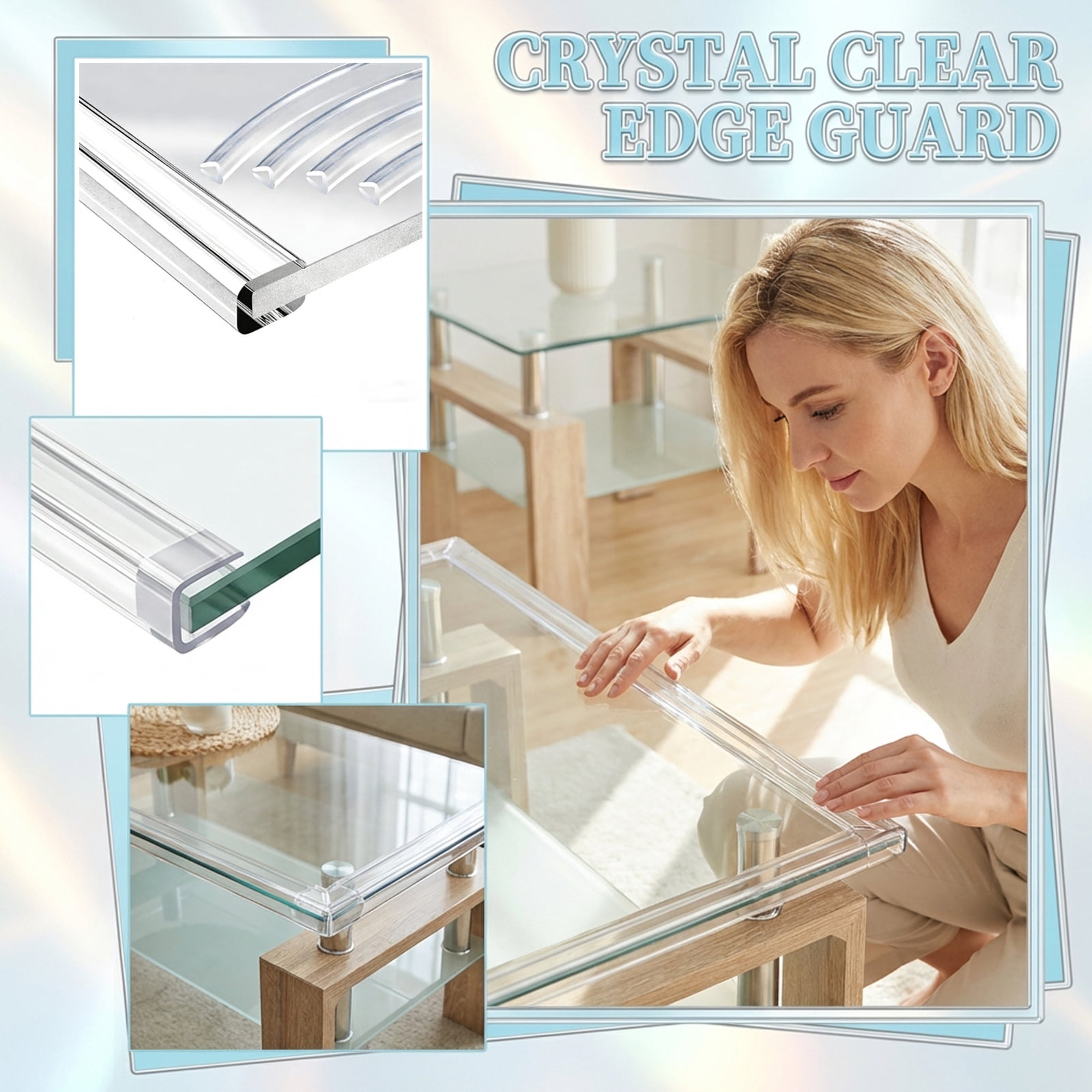 U-Shaped PVC Edge Protector Strip for Glass Table - Transparent Bumper ...