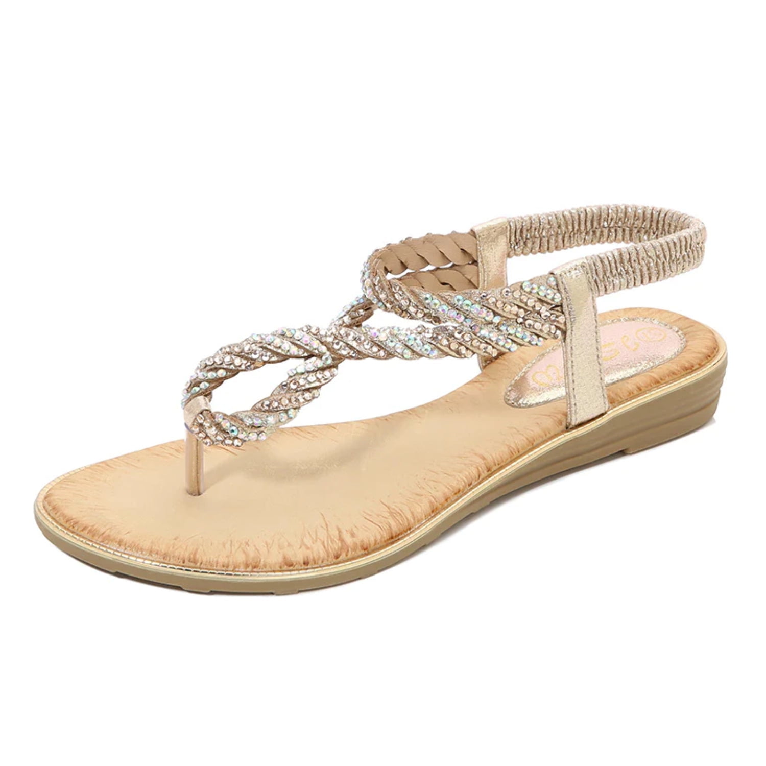 U Shaped Rhinestone Flip Flop Sandals - Walmart.com
