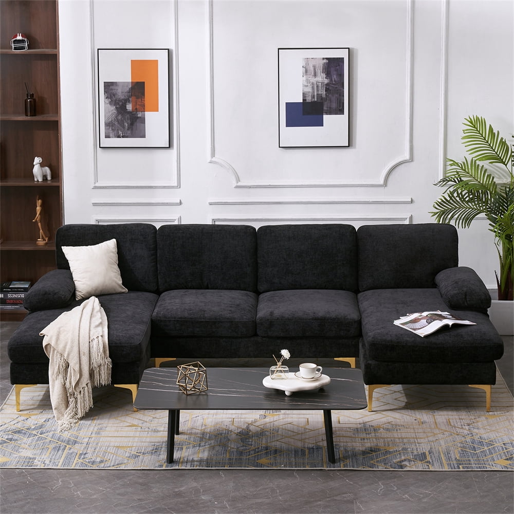 U-Shaped Sectional Sofa, 113 Inches Modern Upholstered Sofa Couch with ...