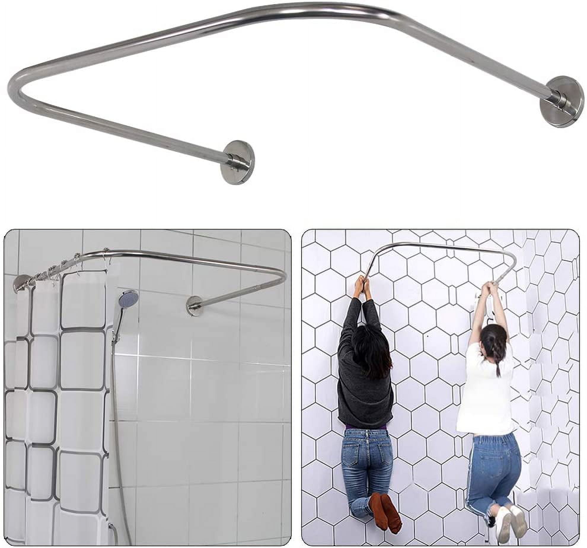 U Shaped Shower Curtain Rod (Both sides: 31.5"-47",Middle: 34.7"-43 ...