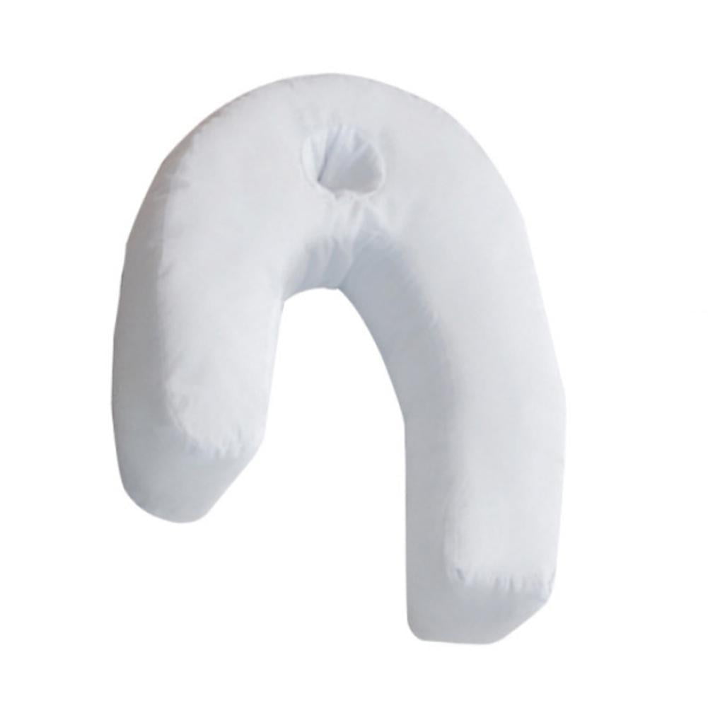 U-Shaped Side Sleeper Pillow with Ear Hole,J Pillows for Side Sleeping ...
