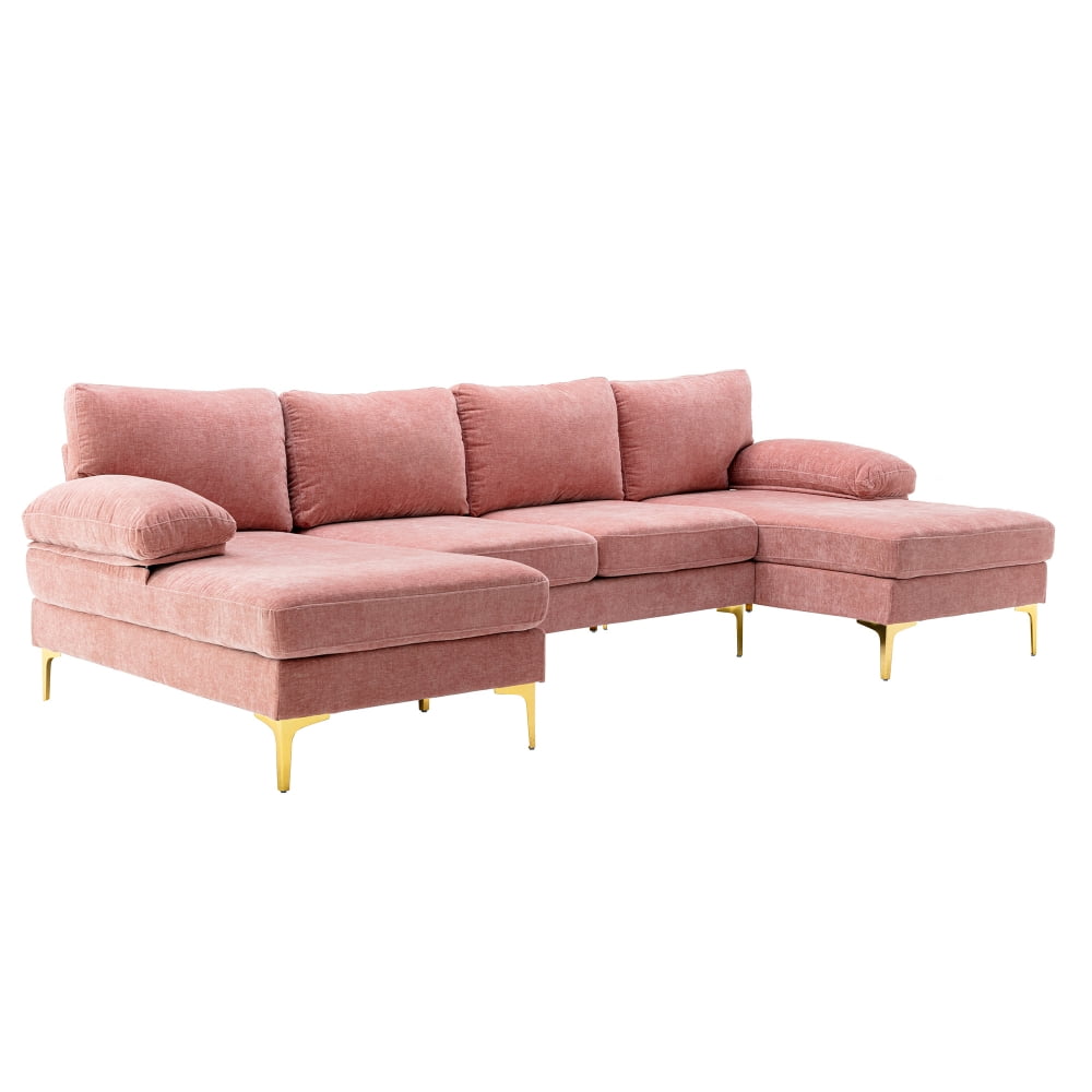 U-Shaped Sofa Couch, Modern Upholstered Sofa Couch with Soft Back and ...