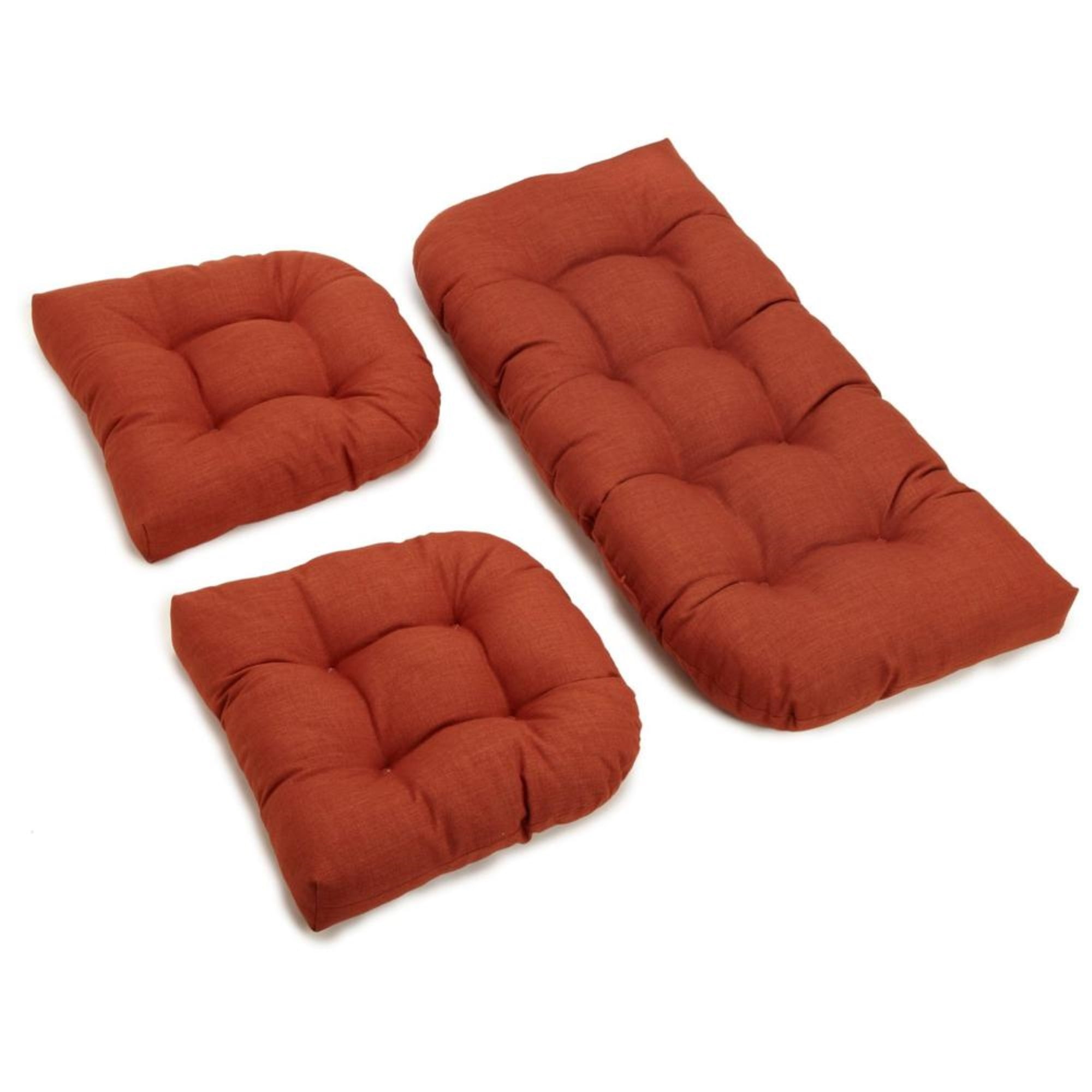 U-Shaped Spun Polyester Tufted Settee Cushion Set (Set of 3) - Cinnamon ...