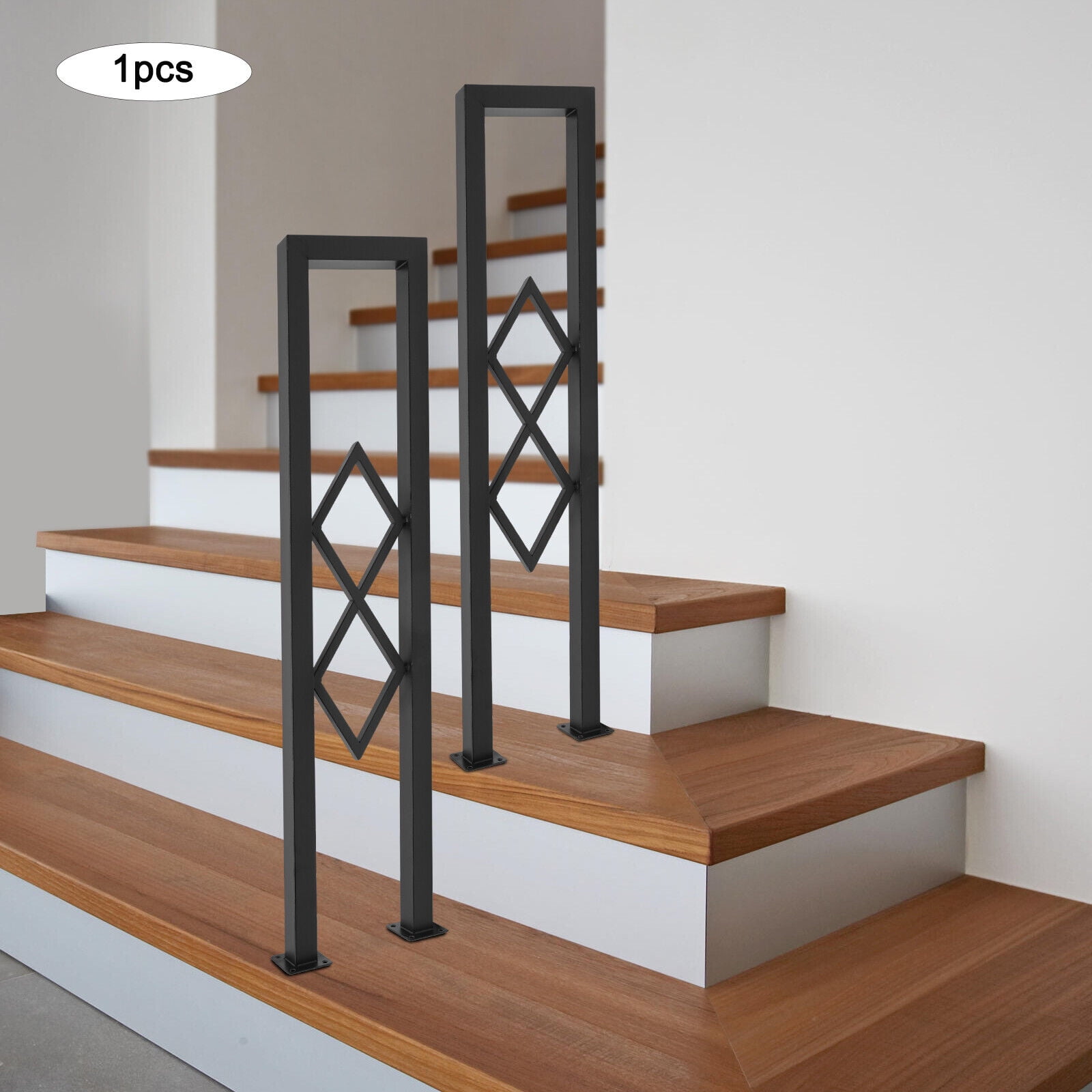 U-Shaped Stair Handrail, Black Carbon Steel Hand Rails Decorative Stair ...