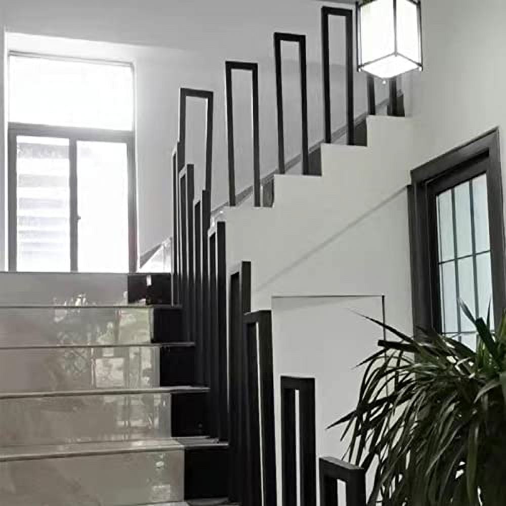 U-Shaped Staircase Handrail, Forged Iron Matte Black Square Tube ...