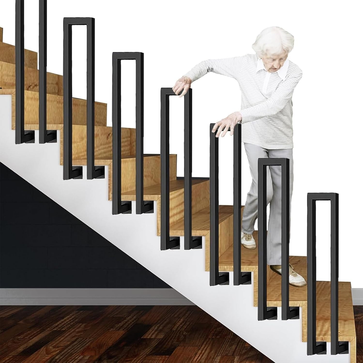 U-Shaped Staircase Handrail, Stair Railing Indoor Outdoor, Sturdy U ...