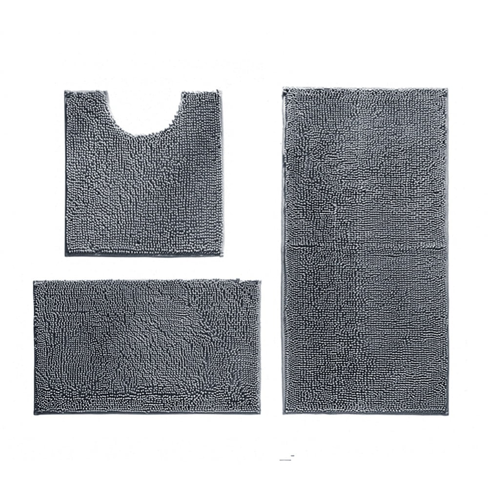 U-Shaped Toilet Bathroom Rugs 3 Piece, Contour Bath Rug Nonslip for ...