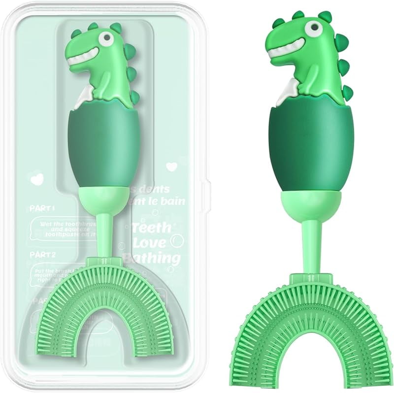 U-Shaped Toothbrush for Kids Ages 2-7， Soft Food-Grade Silicone for ...