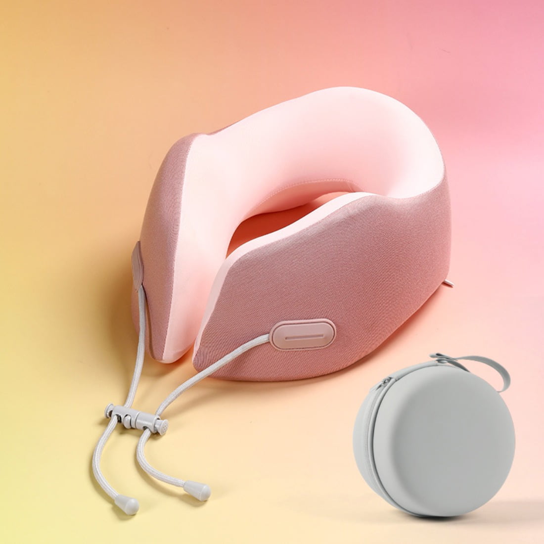U-Shaped Travel Neck Pillow with Hood for Airplane Nap Privacy ...