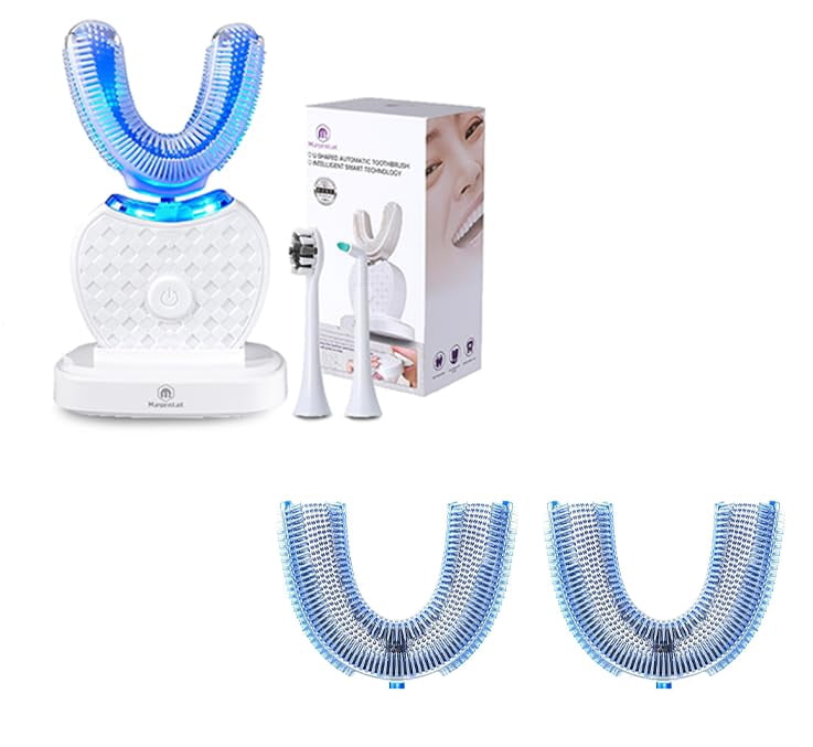 U-Shaped Ultrasonic Toothbrush with 2 Replacement Head for Teeth ...