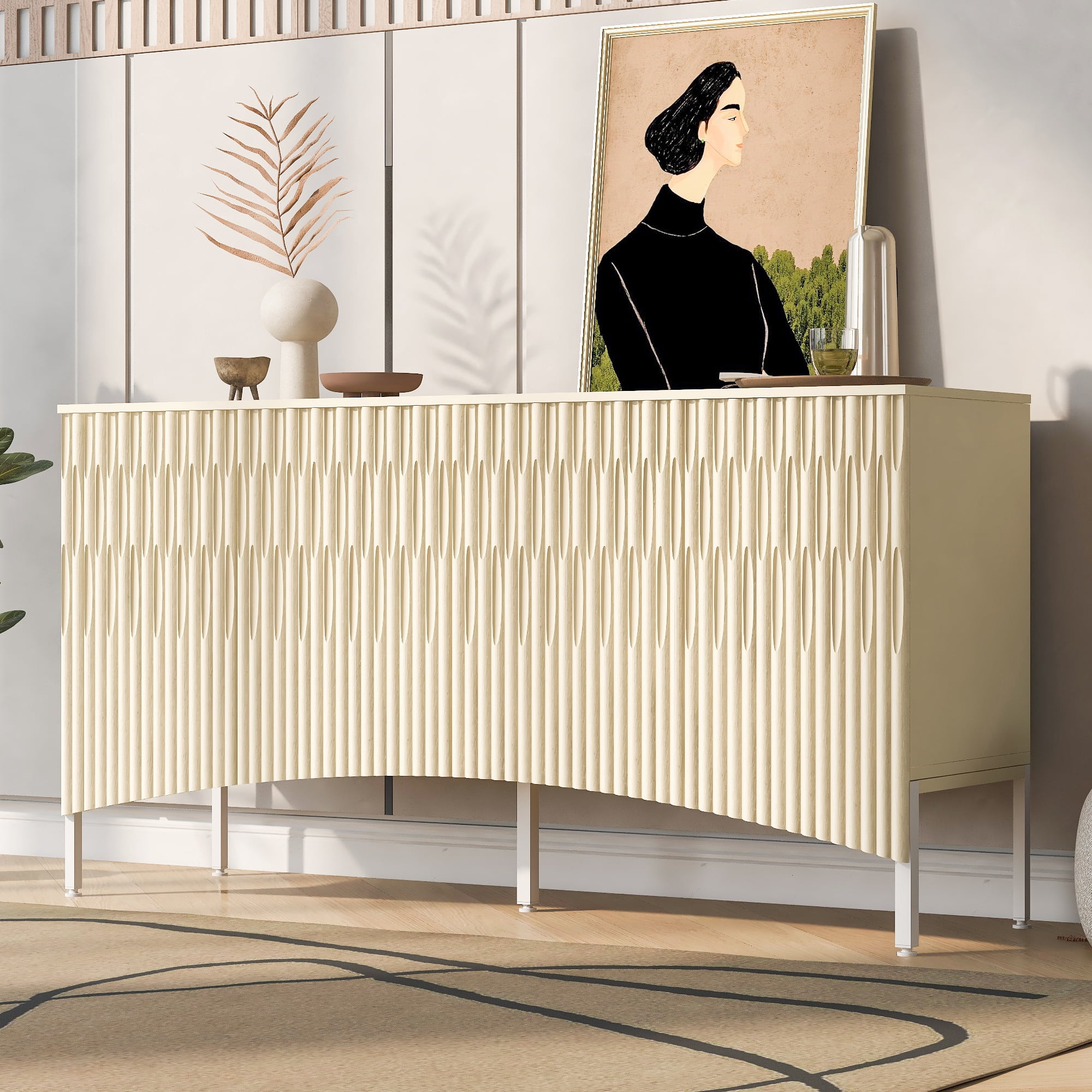 U_Style Elegant Sideboard Featuring Curved Bottom Doors with Arched ...