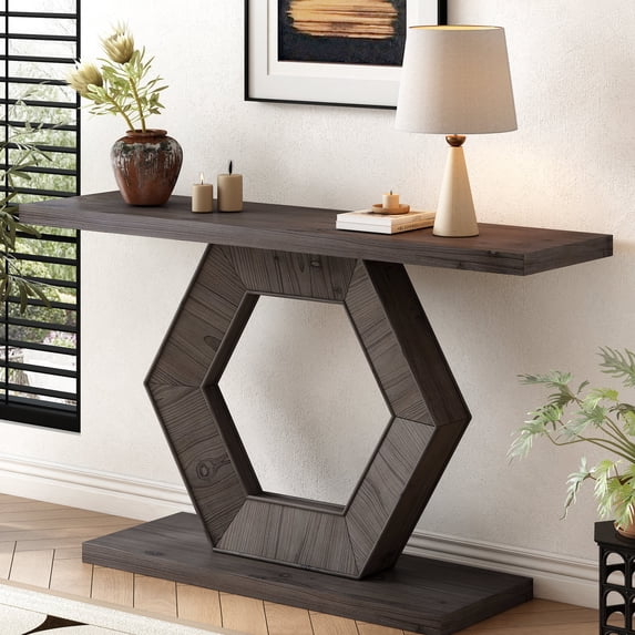 U-Style Entry Table with Premium Fir Veneer and Hexagon Legs for a ...