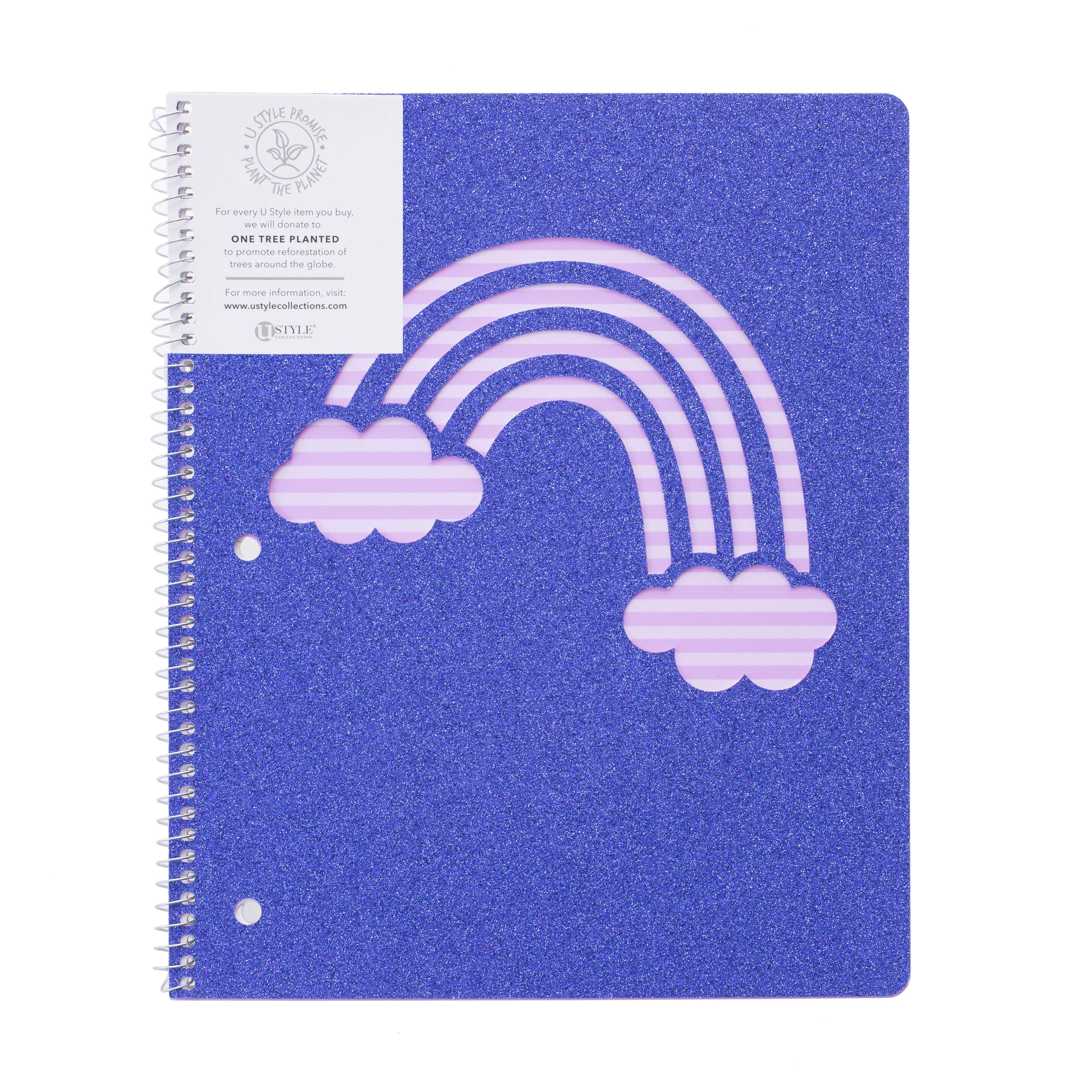 U Style Glitterally 1 Subject Notebook, 80 Sheets, Wide Rule, Purple ...