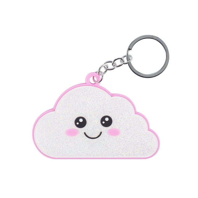U Style Happy Cloud Glitter Rubber Keychain with Metal Keyring ...