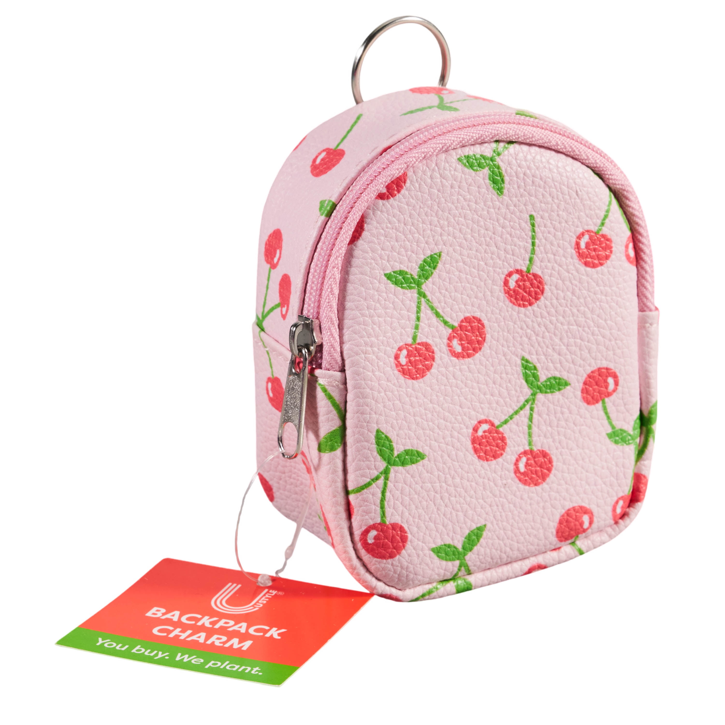 U Style Mini Backpack with Key Ring, 3.25in x 3.875in, Cherry Pattern ...