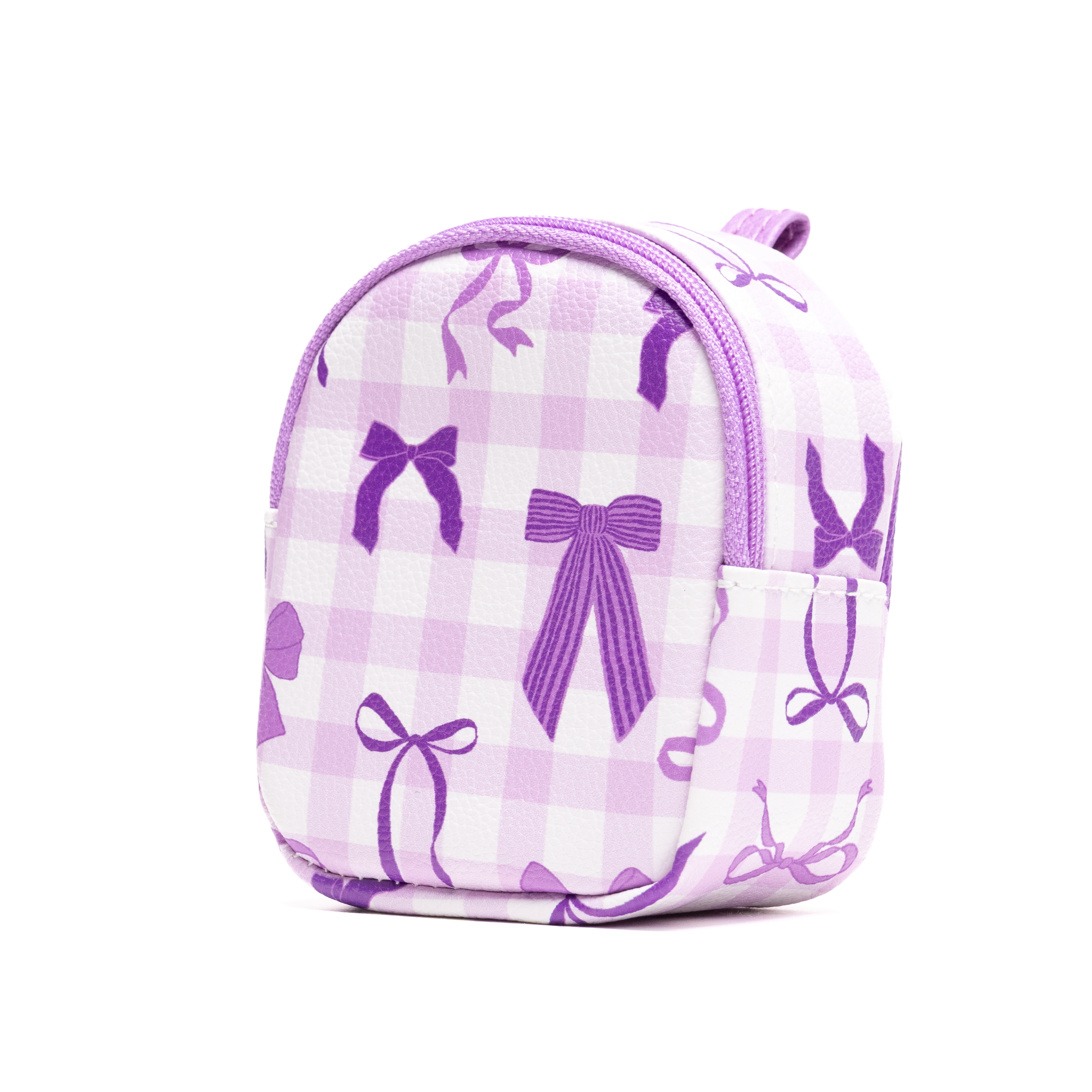U Style Mini Backpack with Key Ring, 3.25in x 3.875in, Purple Bow ...