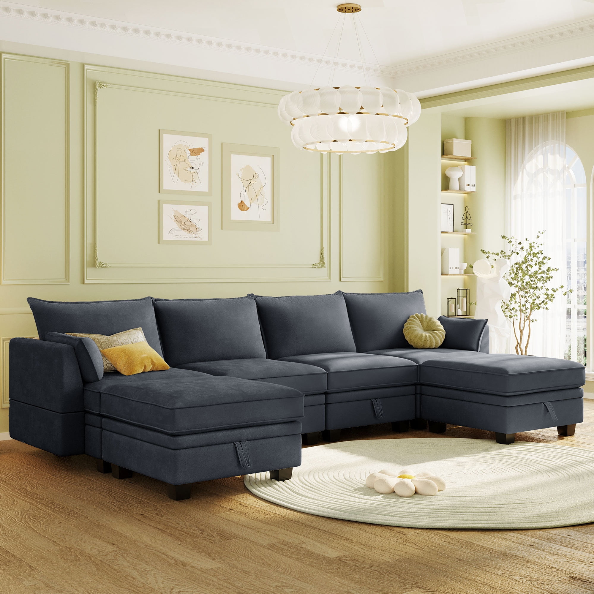 U_Style Modern Large U-Shape Modular Sectional Sofa, Convertible Sofa ...